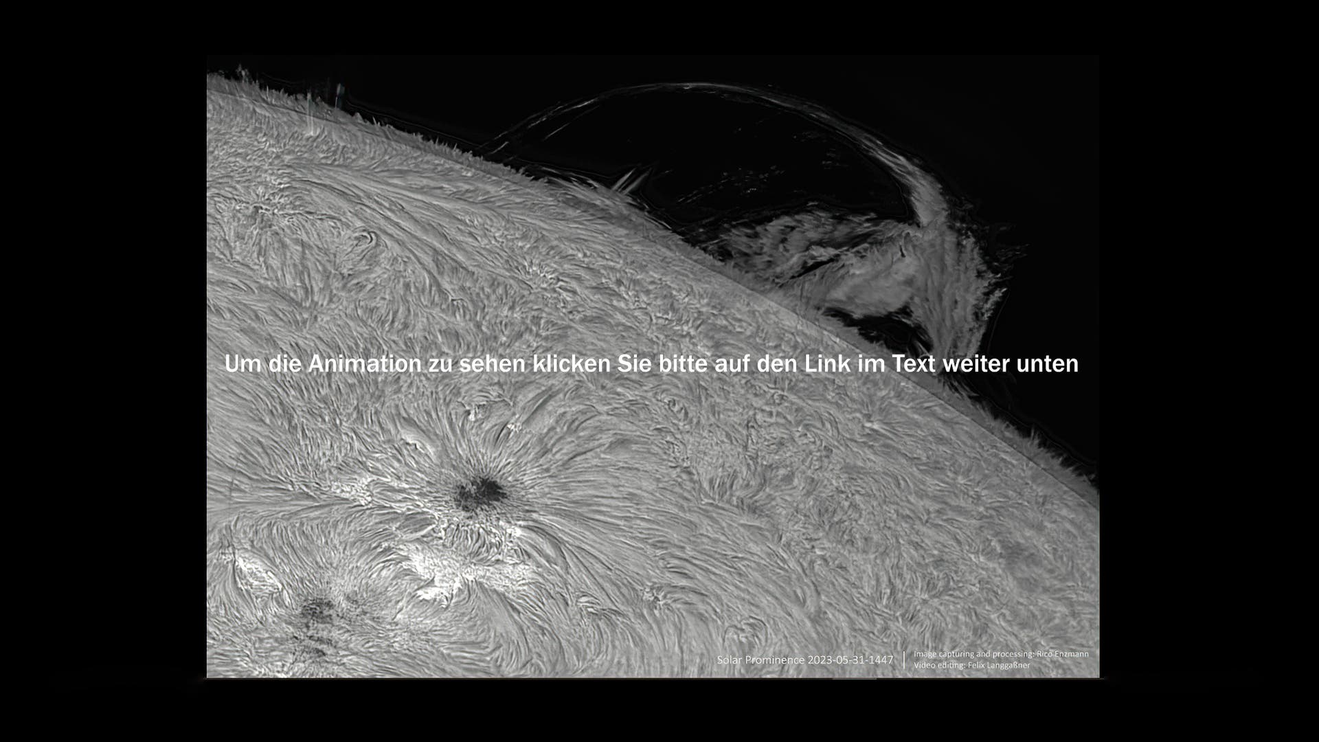 Zeitraffer Sonnenprotuberanz vom 31. Mai 2023 in H-Alpha - Spektrum der ...