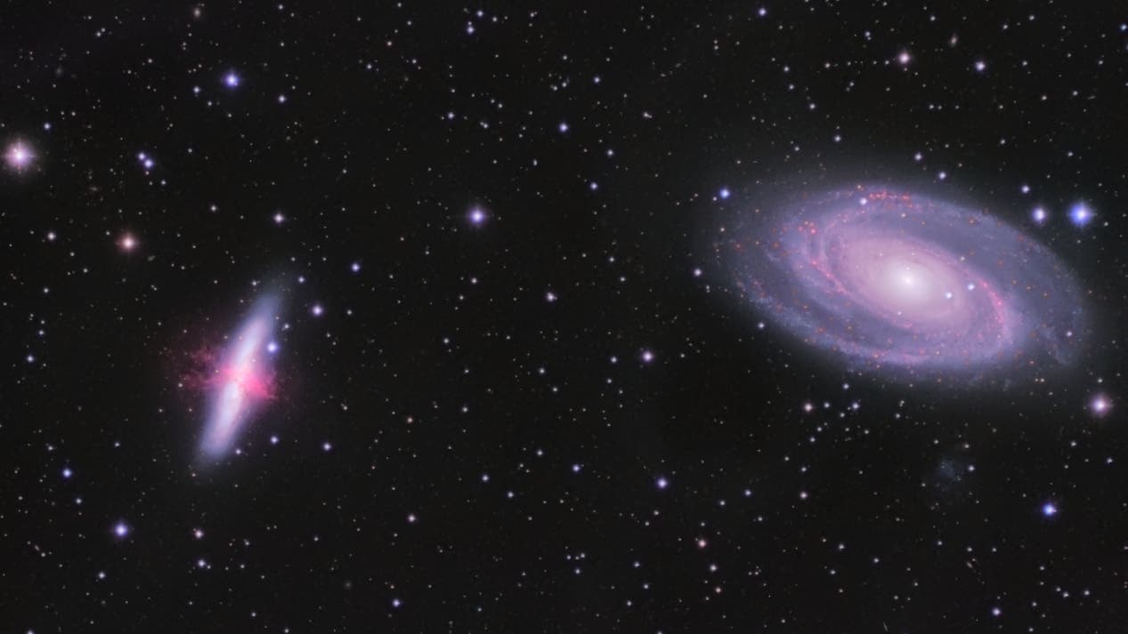 Messier 81, Messier 82, Holmberg IX und IFN - Spektrum der Wissenschaft
