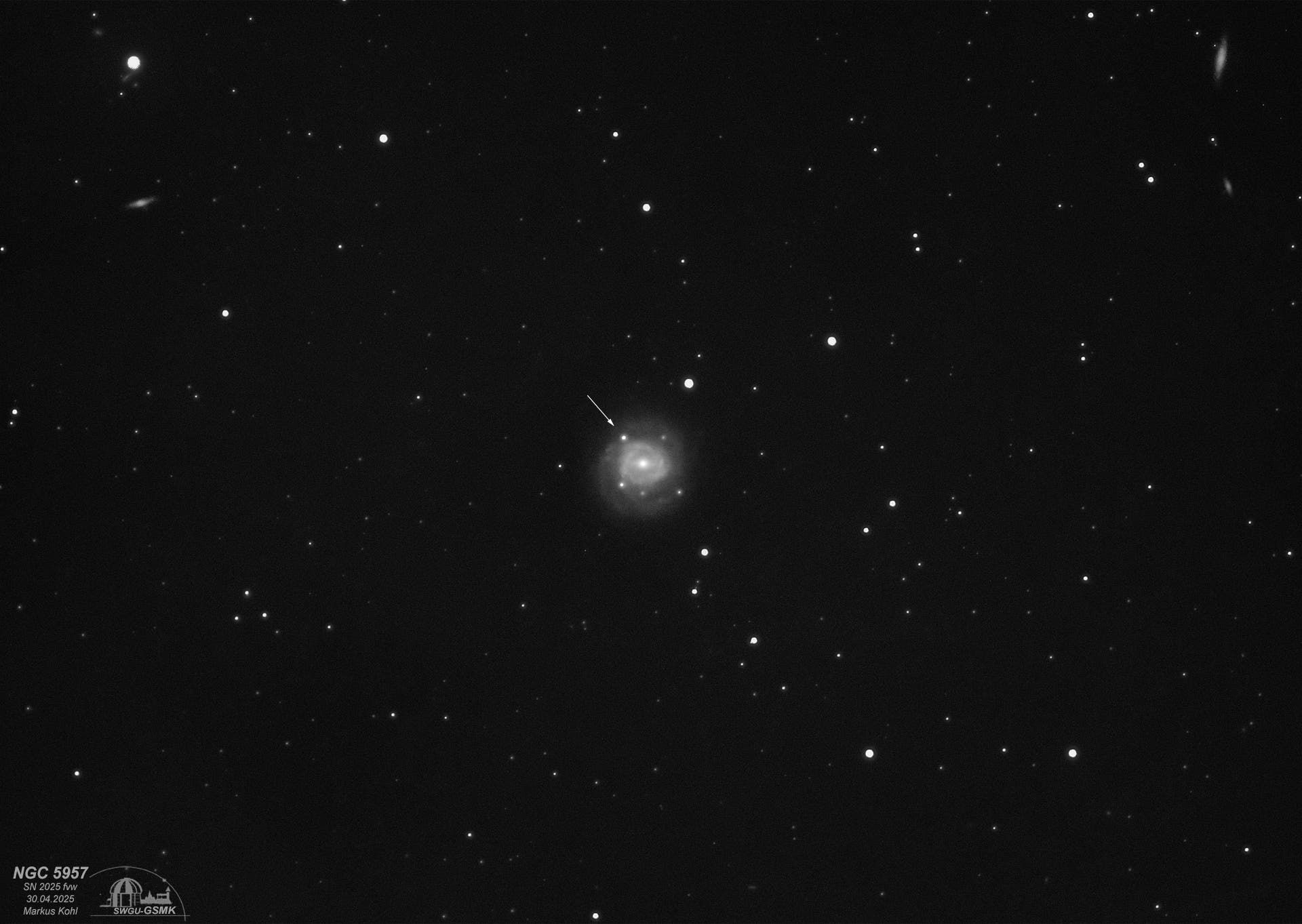 Supernova SN2025 fvw in NGC 5957 - Spektrum der Wissenschaft