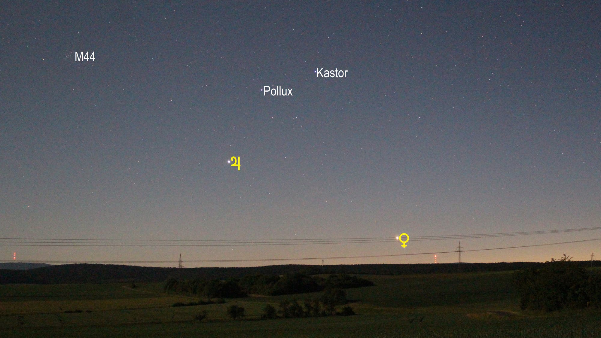 Venus und Jupiter am Abendhimmel (Objekte beschriftet) - Spektrum der ...